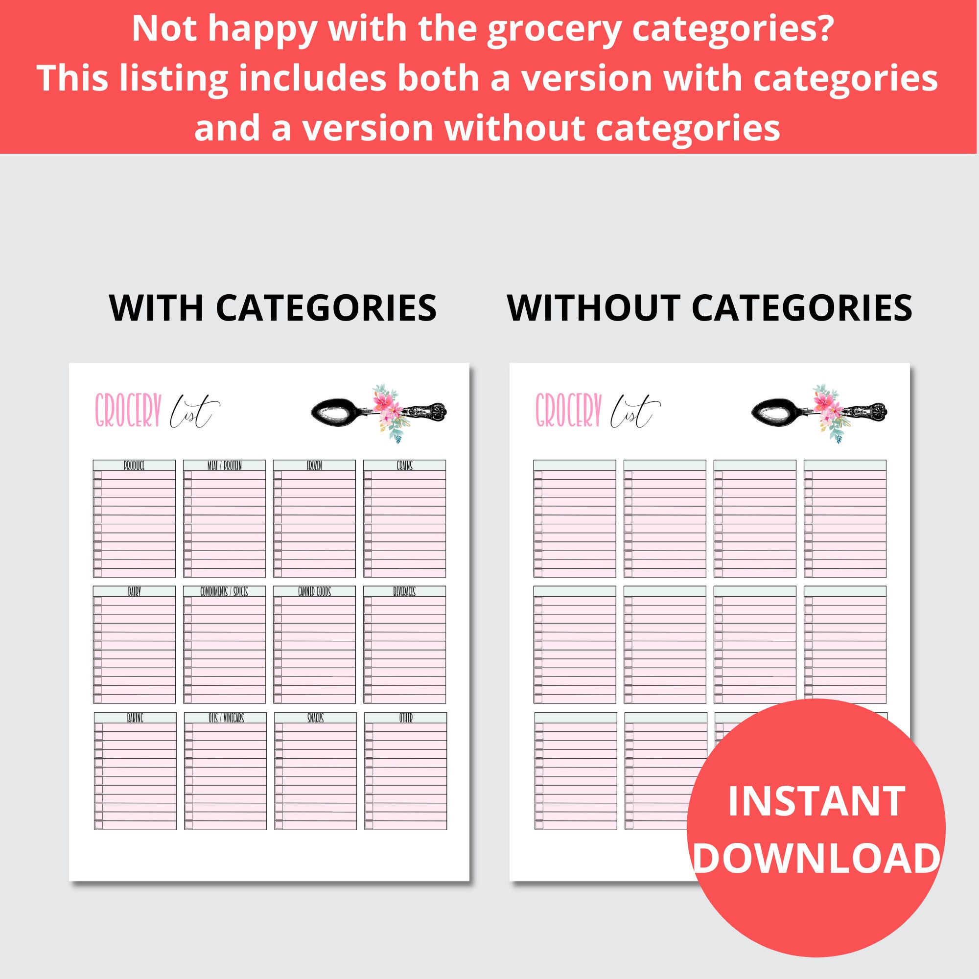 Printable Meal Planner Bundle Menu Planning Planner Inserts - Etsy