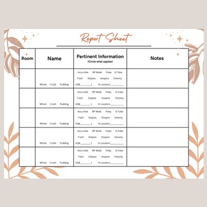 Nursing Report Sheet LTC / 5 Patient / SNF / Nursing Report / Skilled ...