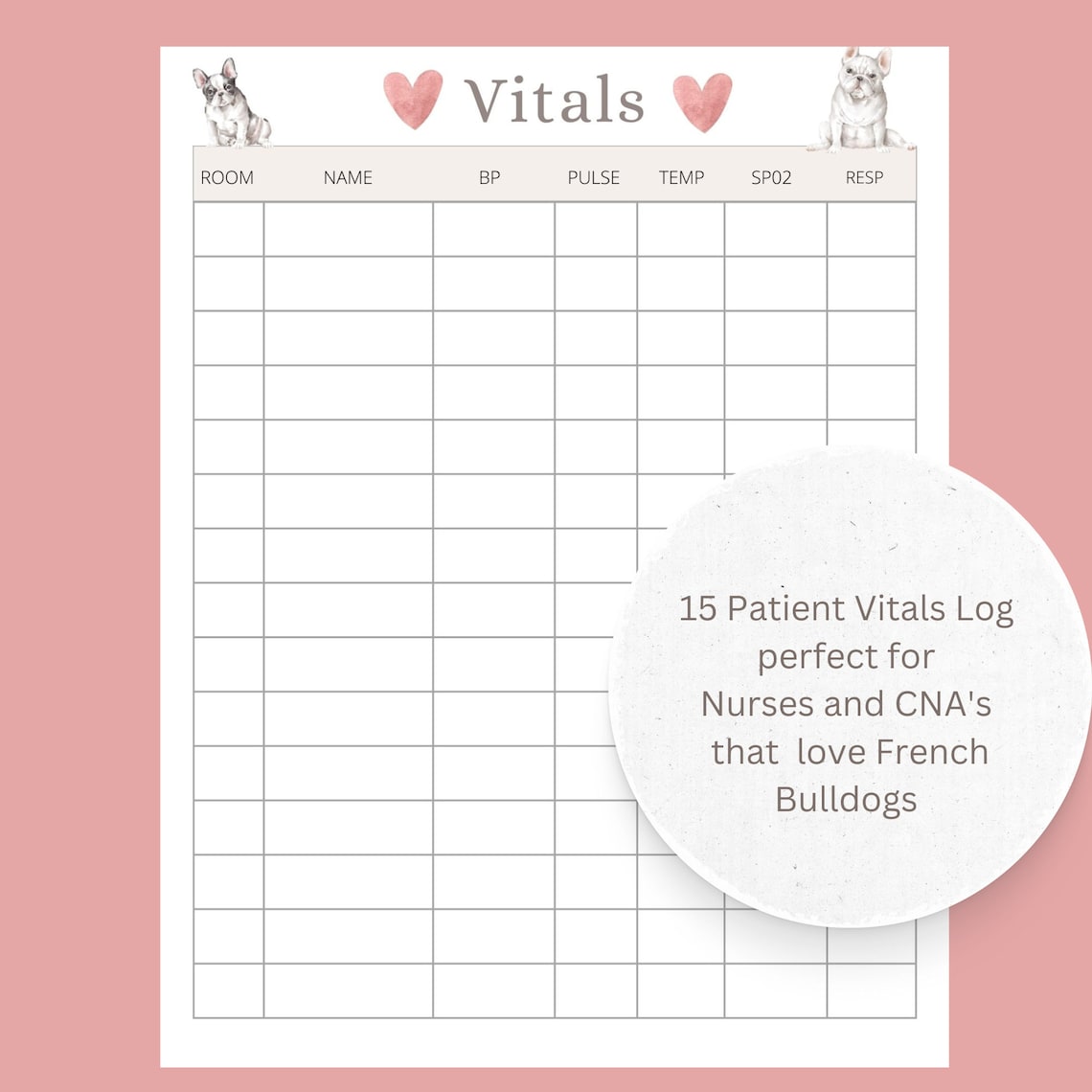 Printable Vitals Log / Vitals Report / Chart / Vital Signs Tracking ...