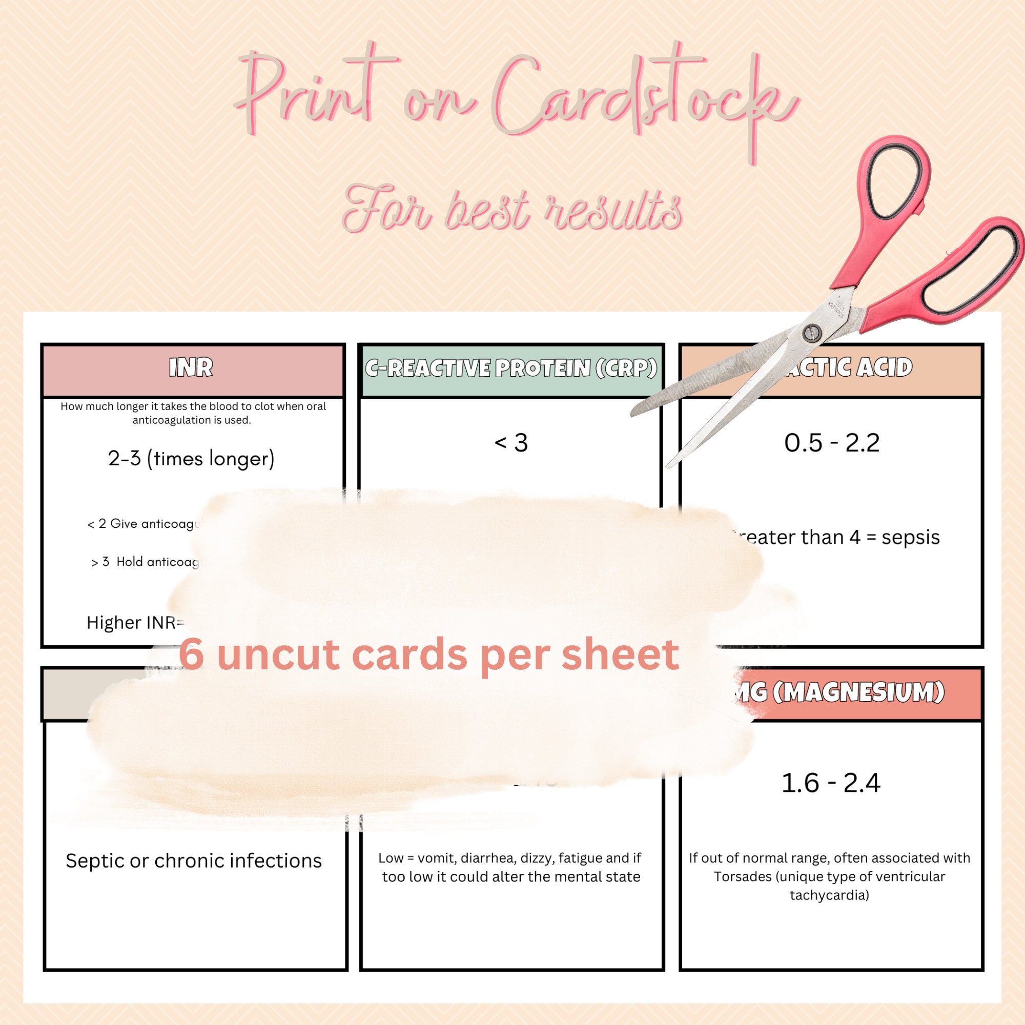 Lab Values / Nursing School Flashcards / Printable / Nurse / - Etsy