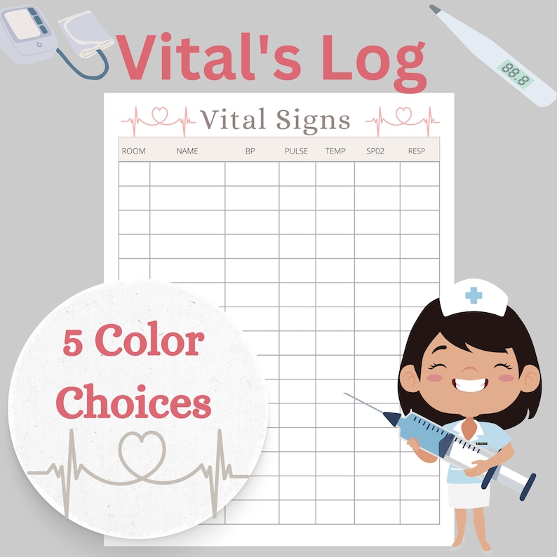 Printable Vitals Log / Vitals Report / Chart / Vital Signs Tracking ...