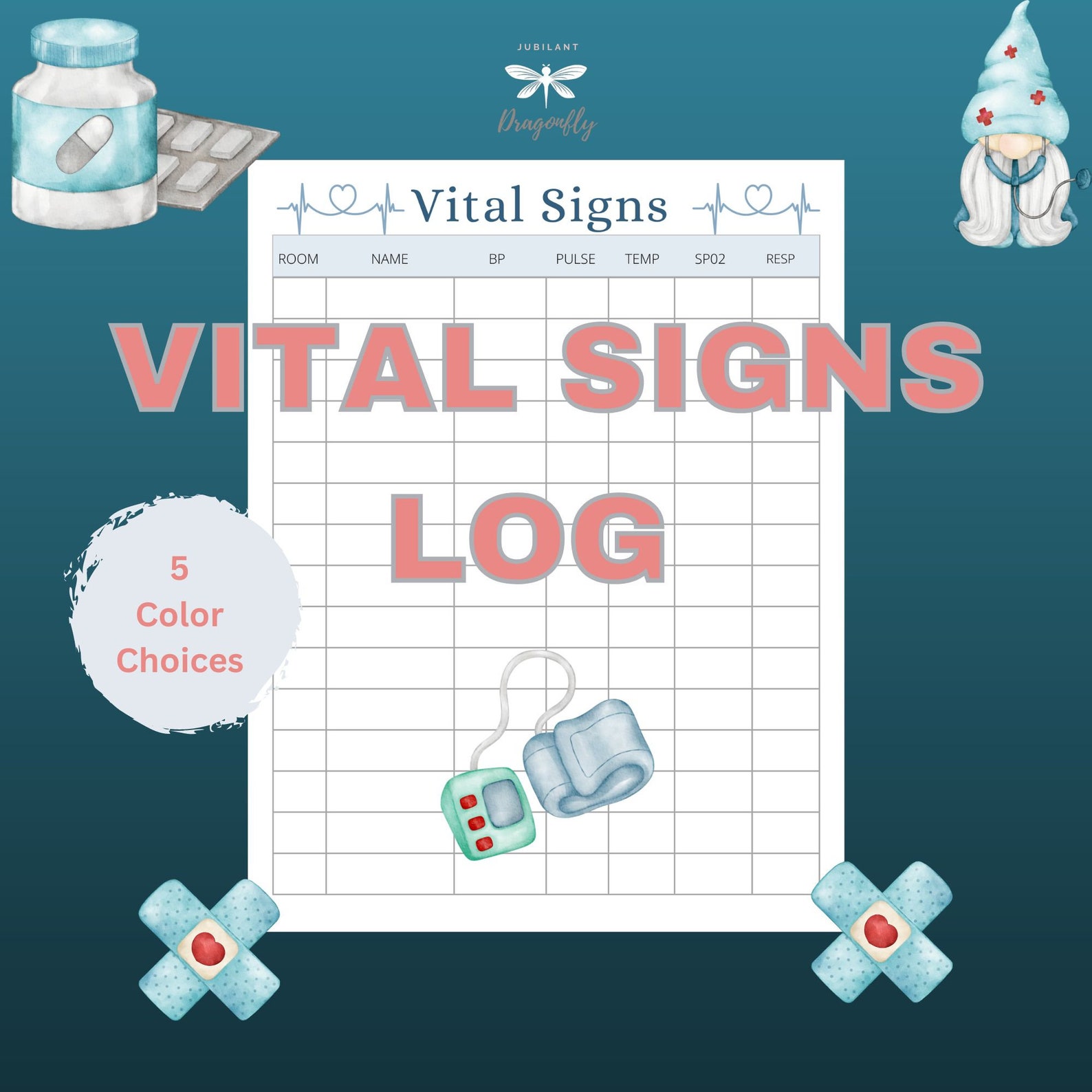 Vital Signs Log / Vitals / Blood Pressure Tracker / CNA / Nurse ...