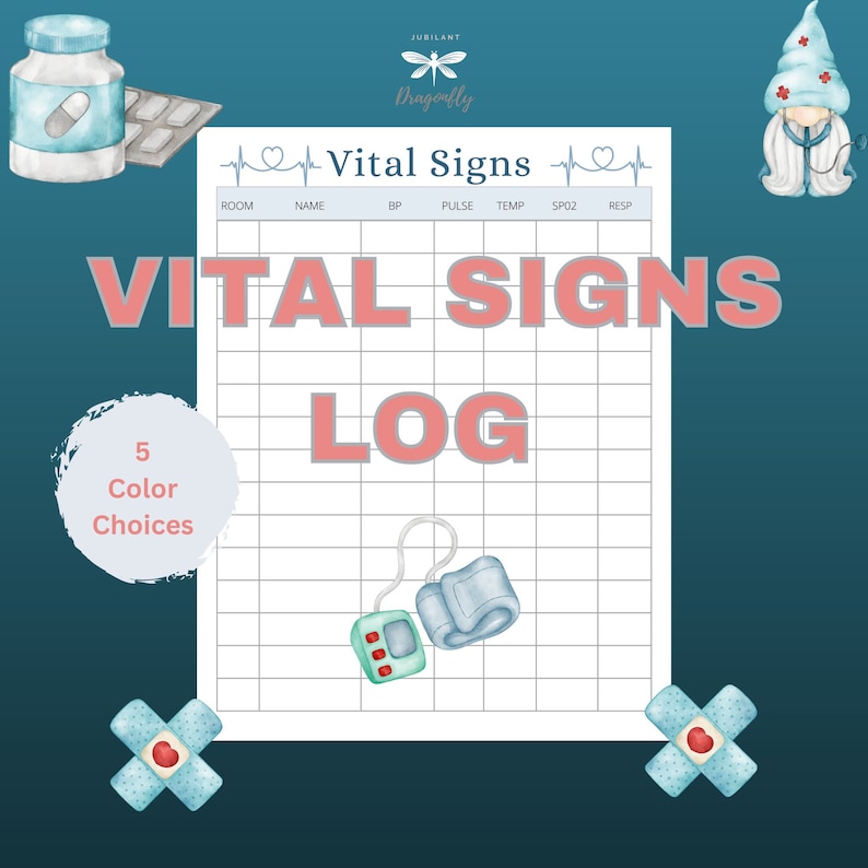 Vital Signs Log / Vitals / Blood Pressure Tracker / CNA / Nurse ...