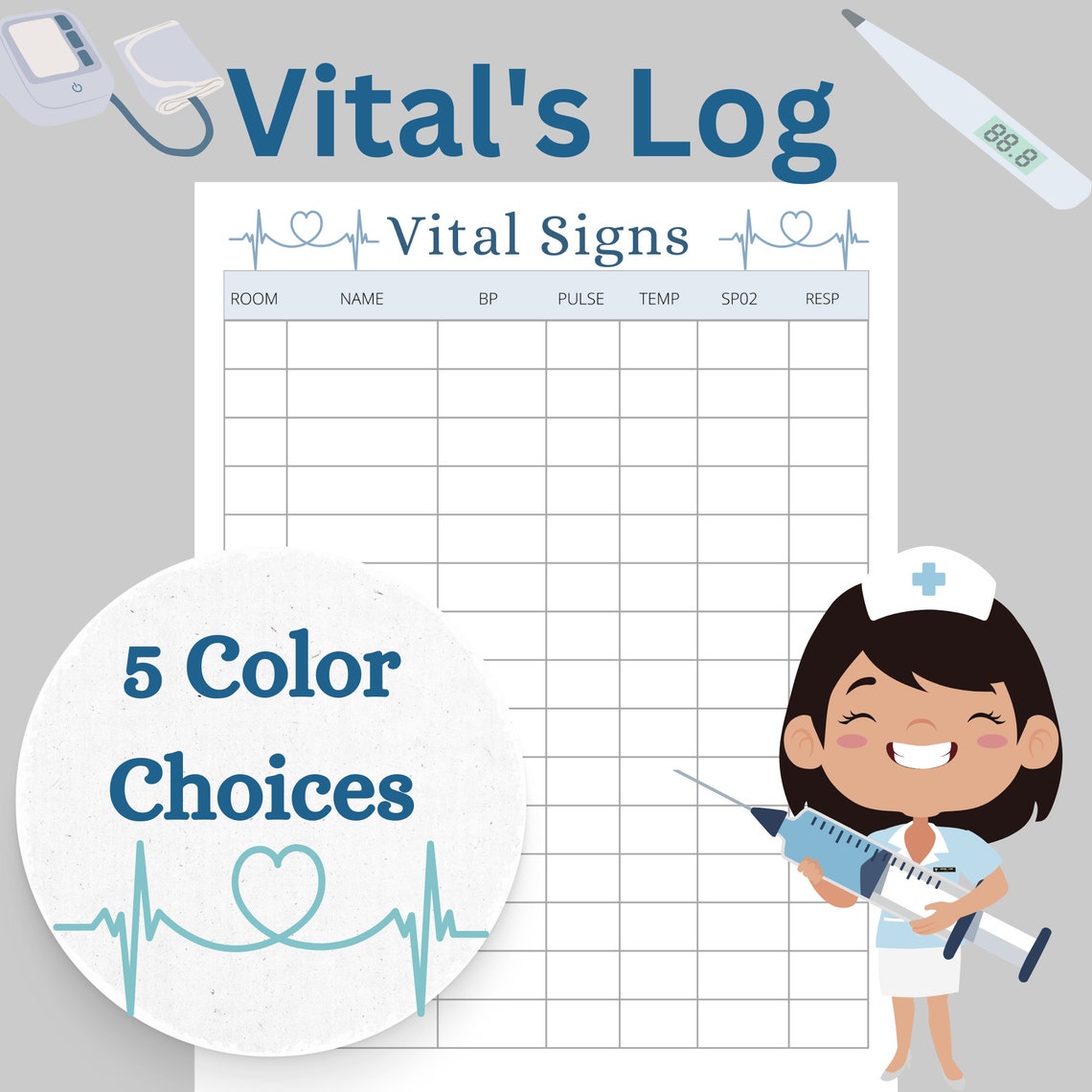Printable Vitals Log / Vitals Report / Chart / Vital Signs - Etsy