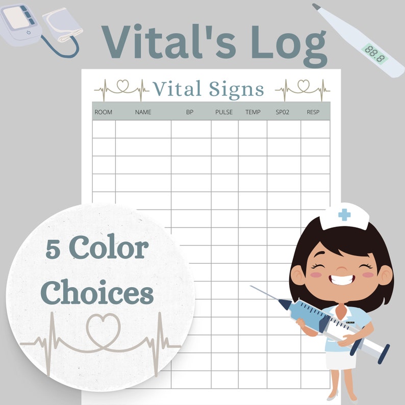 Printable Vitals Log / Vitals Report / Chart / Vital Signs Tracking ...