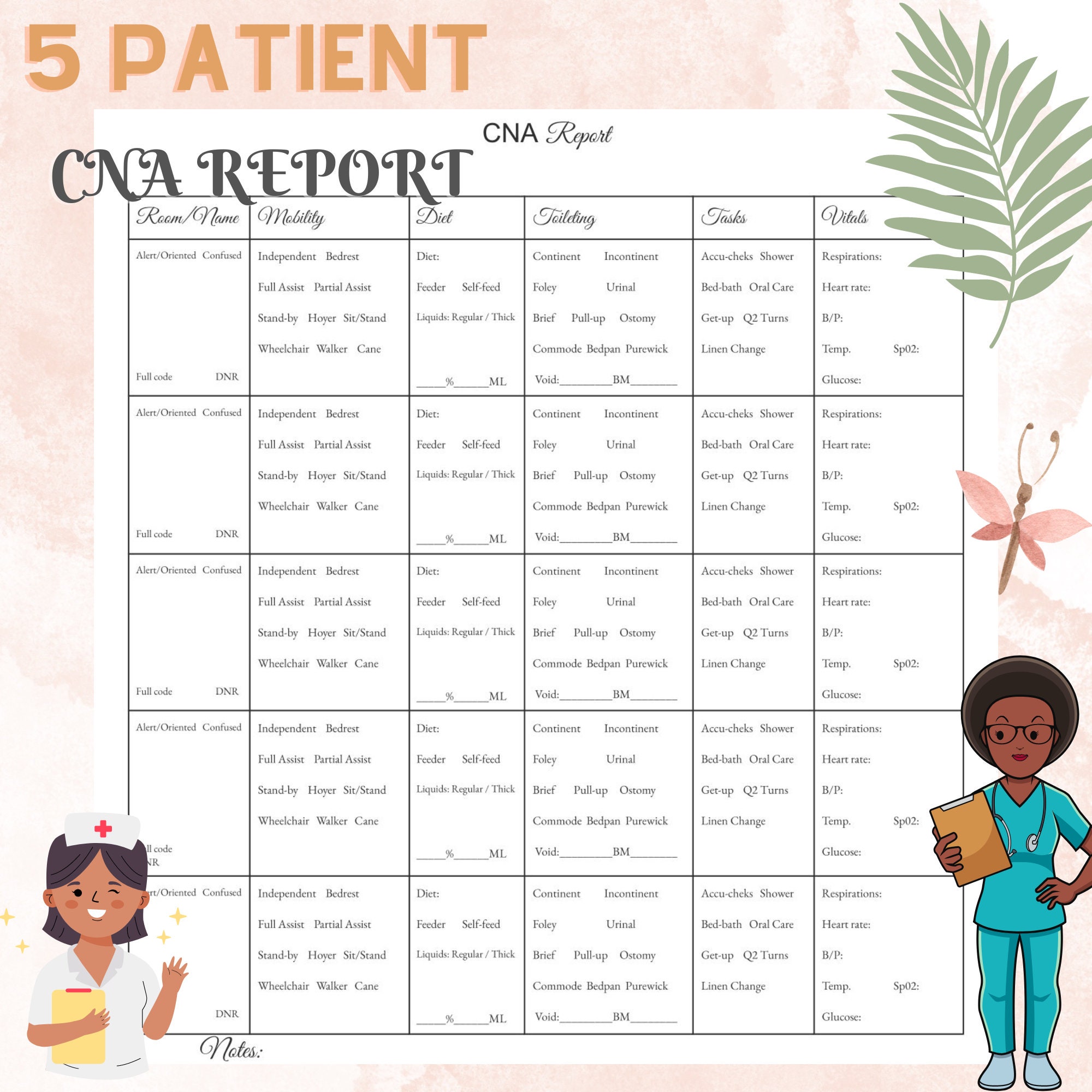CNA / PCT Report Sheet / Nursing Aide / Shift Change / LTC / Snf ... CNA / PCT Report Sheet / Nursing Aide / Shift Change / LTC / Snf ...