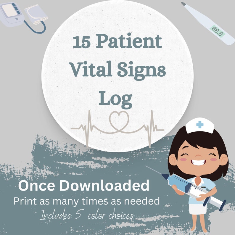 Printable Vital Signs Log: 15 Patient Tracker (digital Download) - Etsy