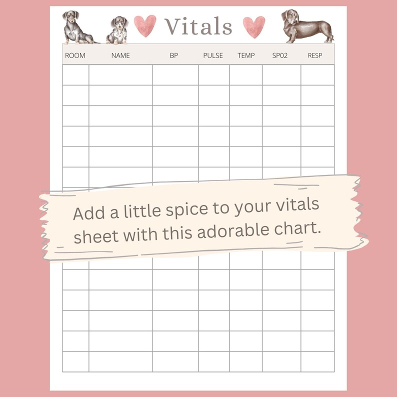 Printable Vitals Log: 15 Patient Tracking Sheet (digital Download) - Etsy
