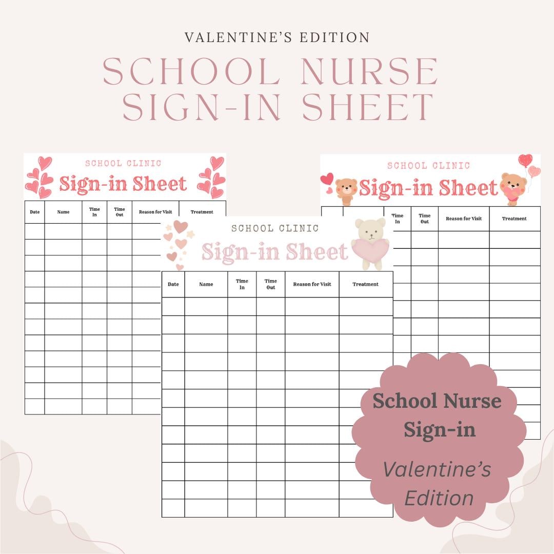 School Nurse Sign-in Sheet ~ School Clinic Student Log - Etsy