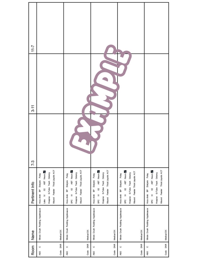 LTC Nurse Shift Report: 5 Patient Chart (digital Download) - Etsy