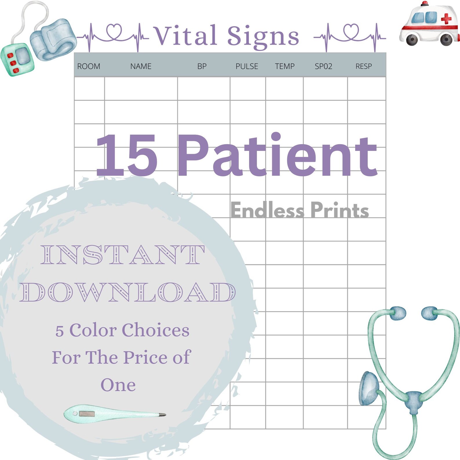 Vital Signs Log / Vitals / Blood Pressure Tracker / CNA / Nurse ...