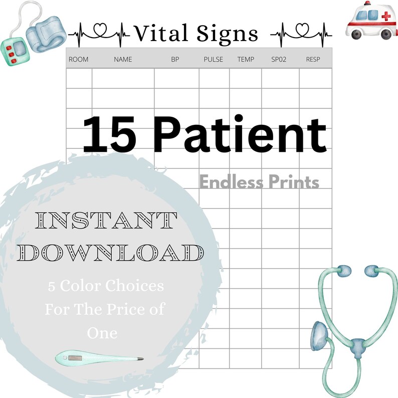 Vital Signs Log / Vitals / Blood Pressure Tracker / CNA / Nurse ...