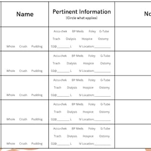 LTC Nurse Report Sheet: 5 Patient Shift Change (digital Download) - Etsy