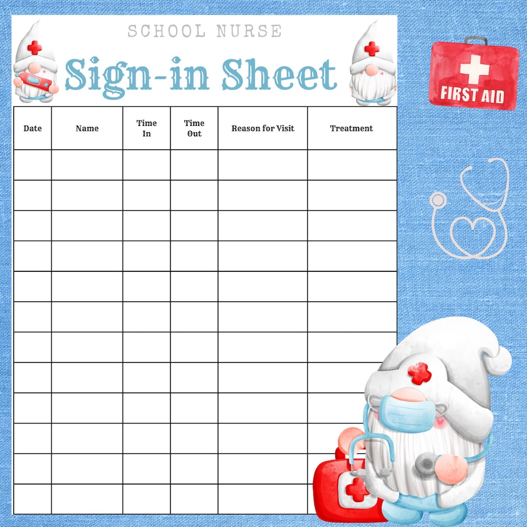 School Nurse Sign-in Sheet - Etsy