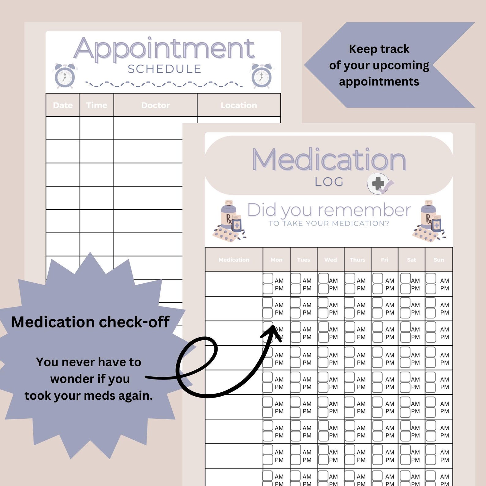 Medication Log ~ Appointment Tracker ~ Health Journal ~ Daily ...