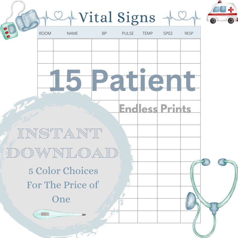Vital Signs Log / Vitals / Blood Pressure Tracker / CNA / Nurse ...