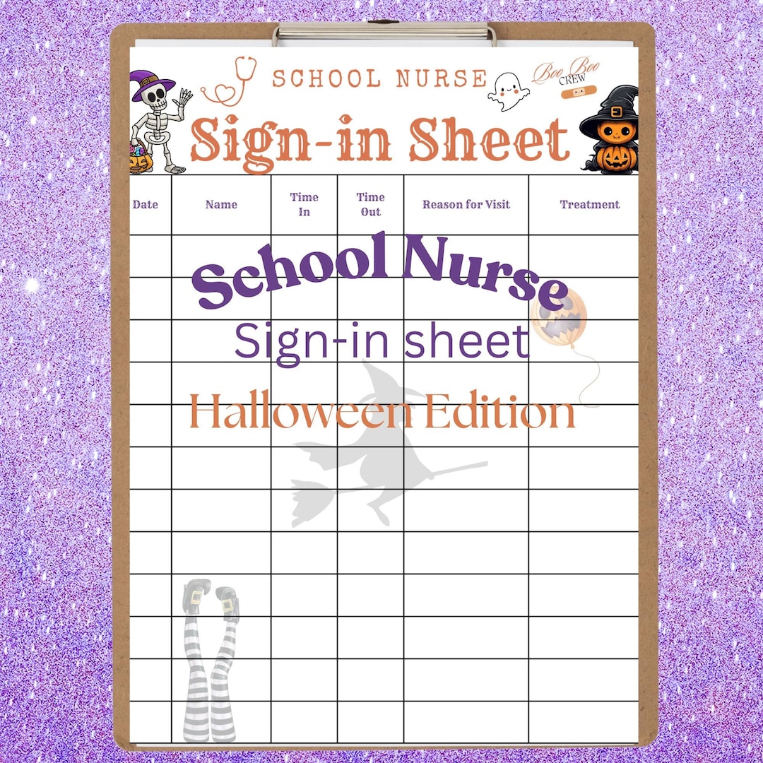 Halloween School Nurse Sign-in Sheet (digital Download) - Etsy