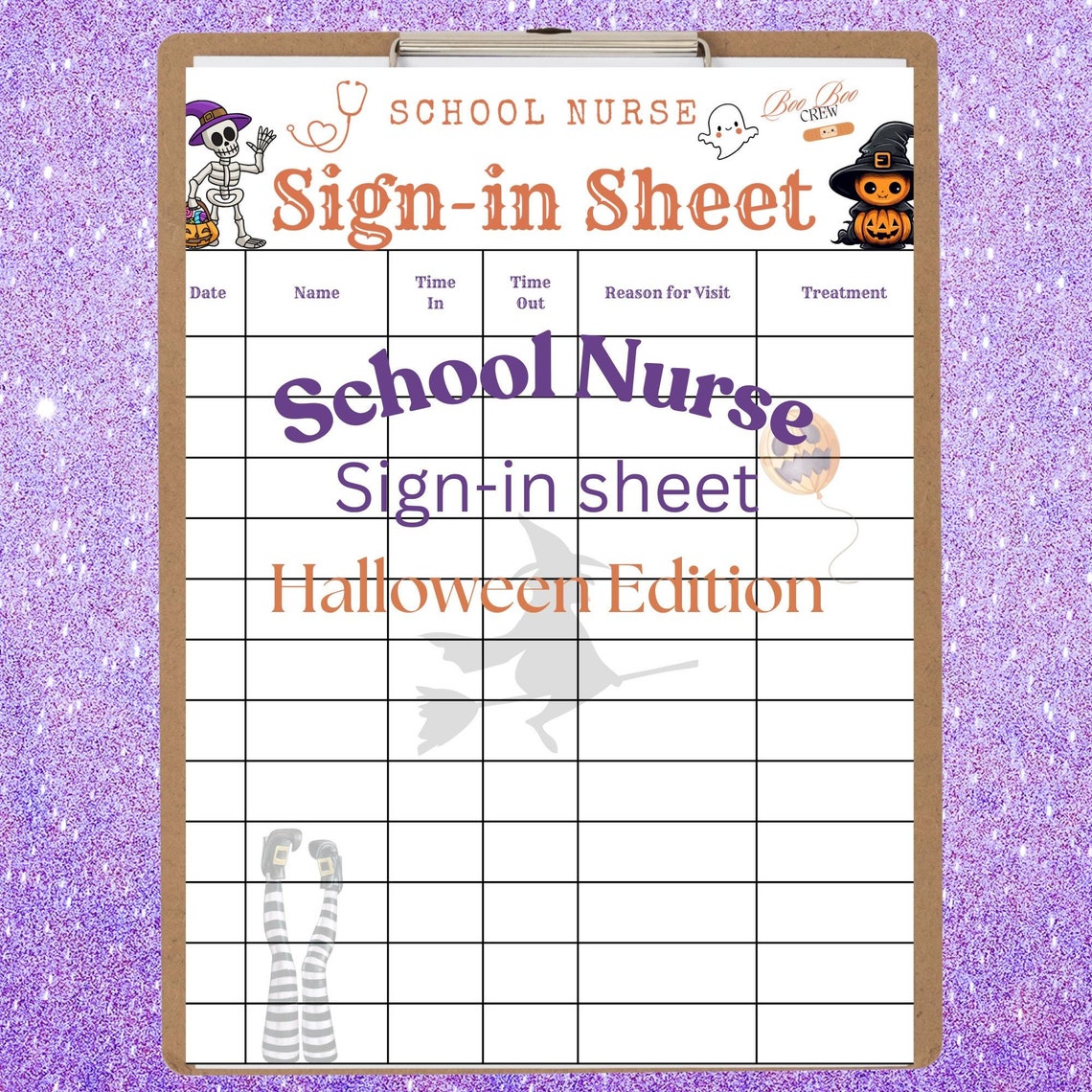 Halloween School Nurse Sign-in Sheet (digital Download) - Etsy