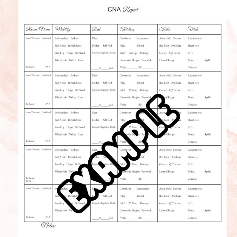 CNA Shift Report: LTC/SNF Patient Care (digital Download) - Etsy