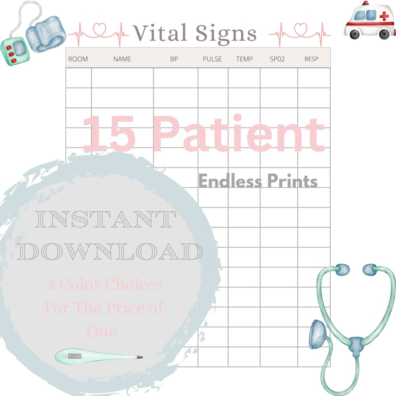 Vital Signs Log / Vitals / Blood Pressure Tracker / CNA / Nurse ...