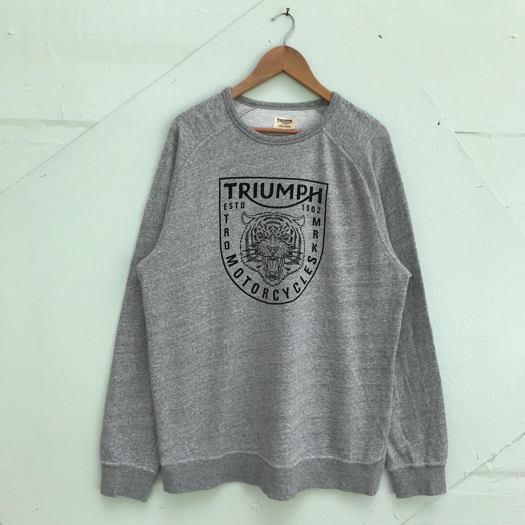Large, Vintage Style Triumph Motorcycles Sweatshirt, Gray Crewneck ...