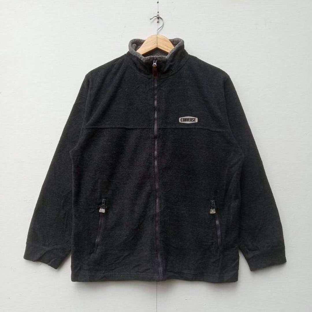 Vintage Converse Zip up Fleece Sweater Converse Black Sweatshirt ...