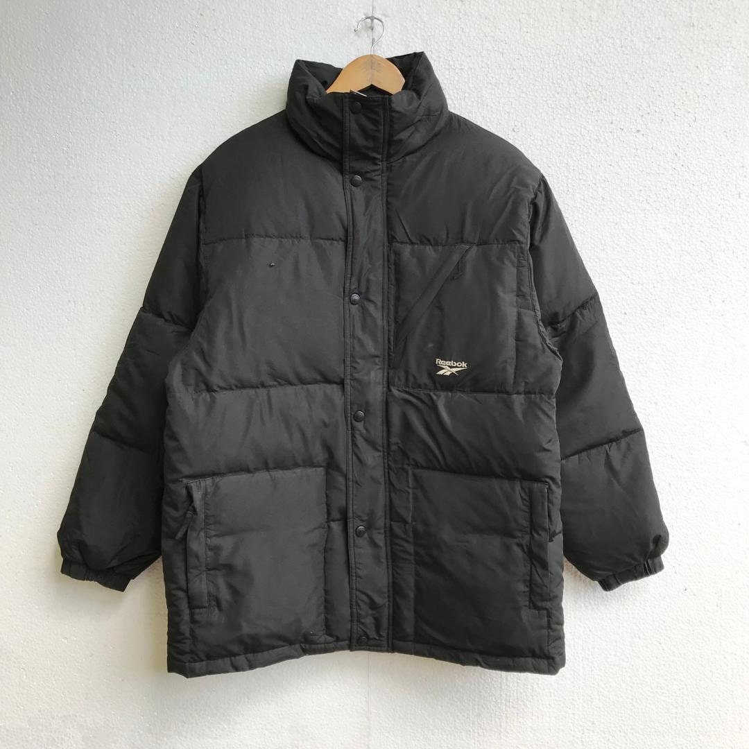 Vintage Reebok Padded Puffer Jacket 90s Retro Outerwear All Black ...