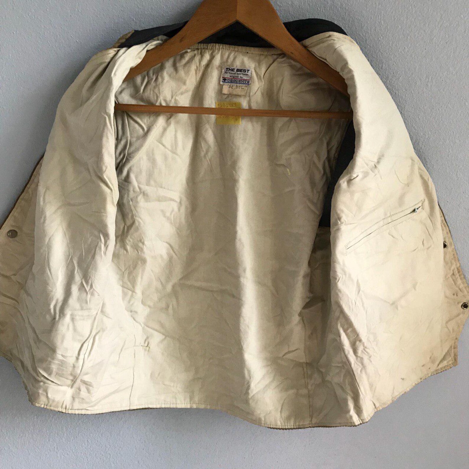 Vintage Descente Waistcoat" With Black Leather Shoulder Detailing and Multiple Pockets ...