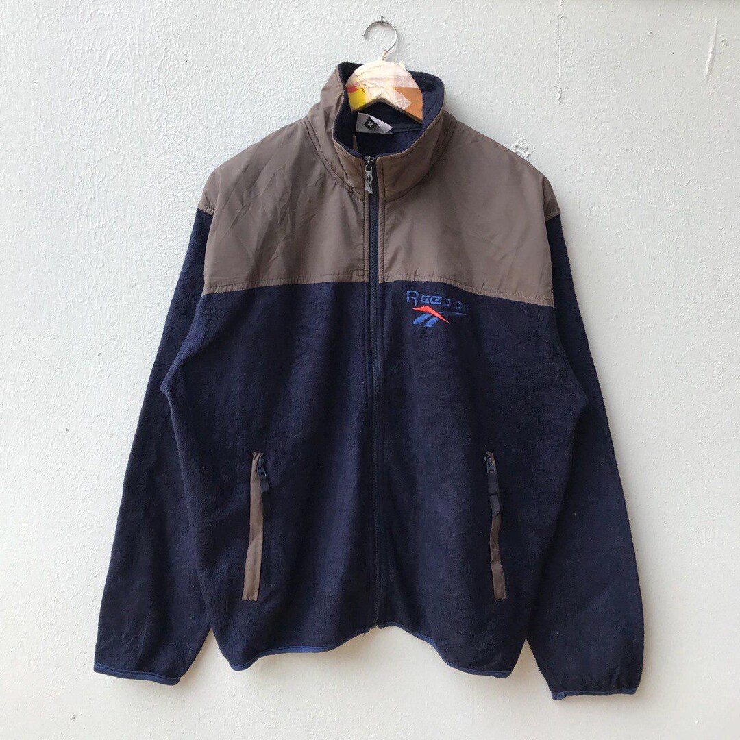 Vintage Reebok Fleece Two Tones Colors Zip up Sweater Sports and ...