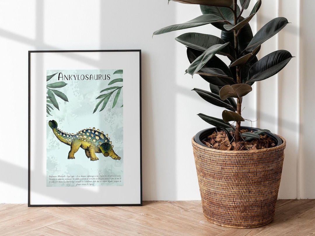 Poster Dinosaur Ankylosaurus WATERCOLOR - Etsy