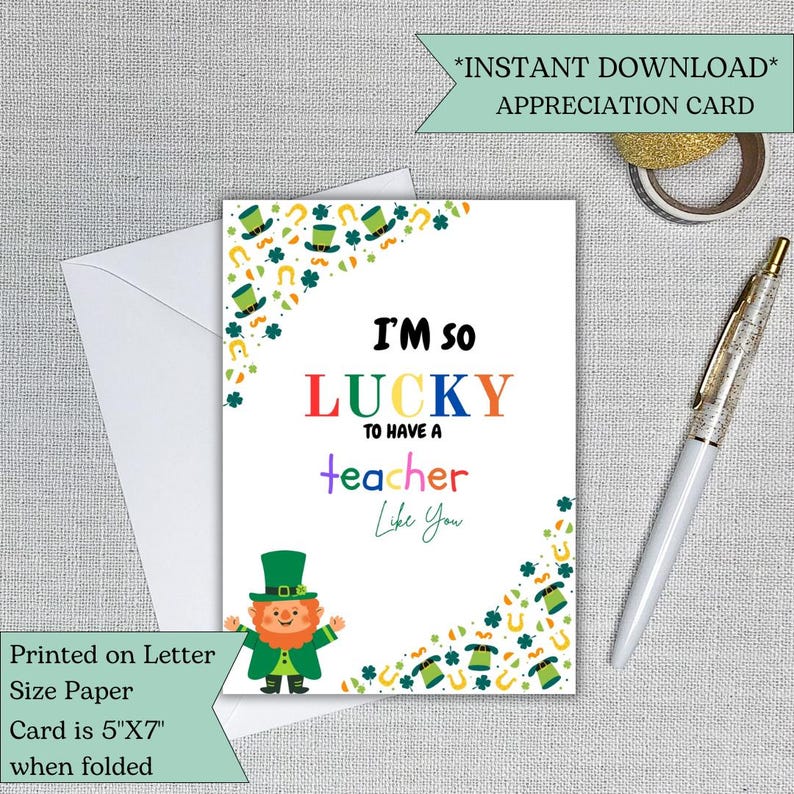 Printable Teacher Appreciation Card | Lucky to Have You Card | Teacher ...