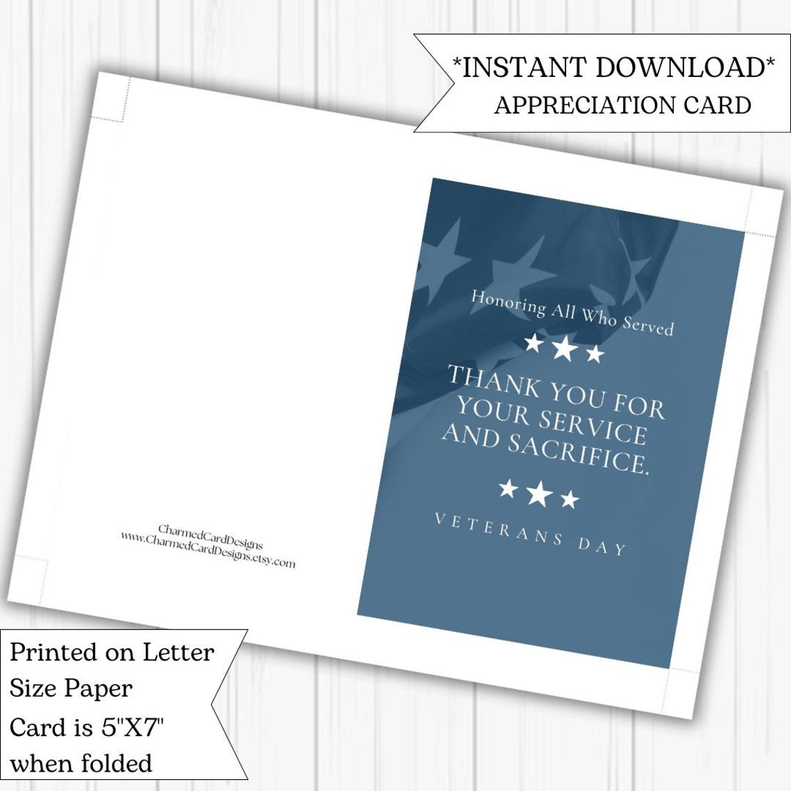 Veterans Day Thank You Card | Honoring All Who Served | Honoring ...