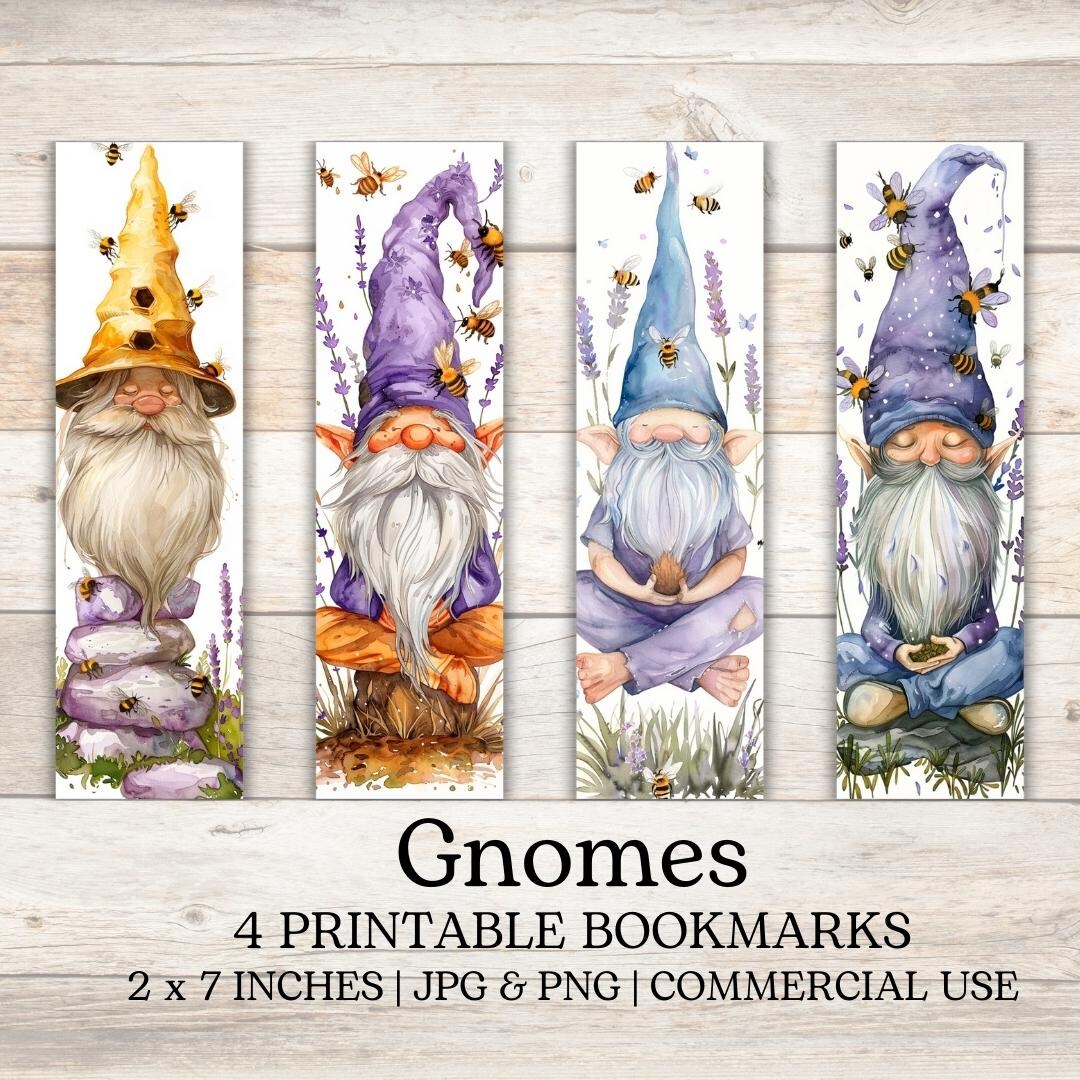 Cute Garden Gnome Bookmarks Printable for Kids and Adults | Unique ...
