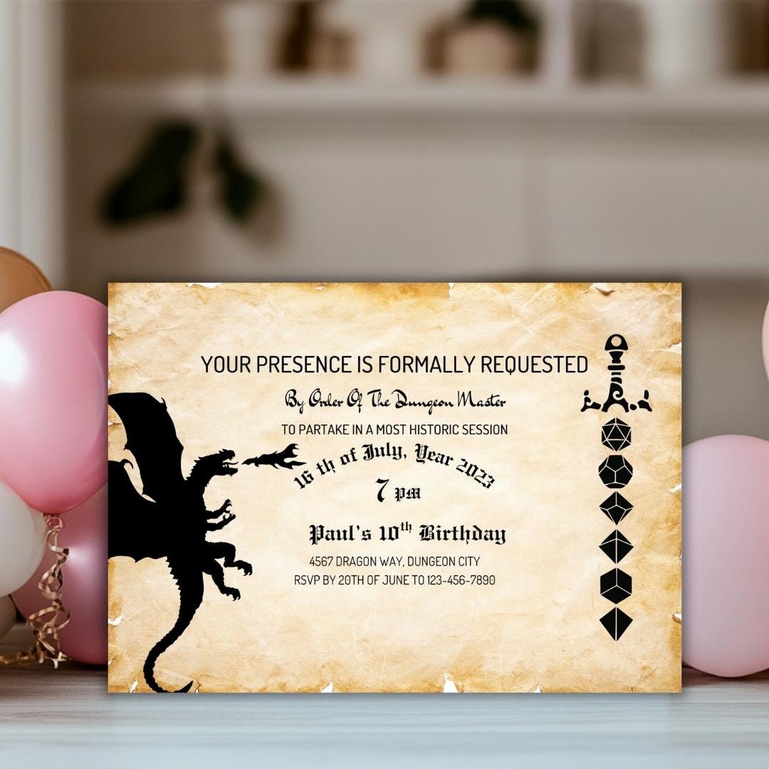 Editable Dungeons and Dragons Birthday Invitation | Printable Dnd ...