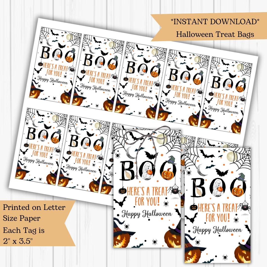 BOO Halloween Gift Tags Printable | Cute Ghost Treat Tags | Halloween ...