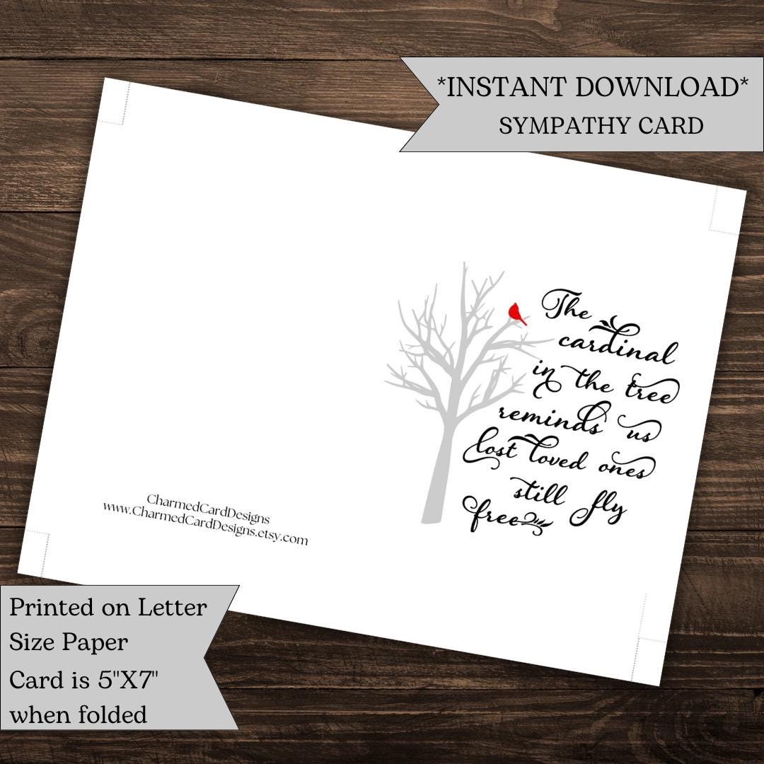Cardinal Sympathy Card | Memorial Remembrance Card | Loss of Loved One ...