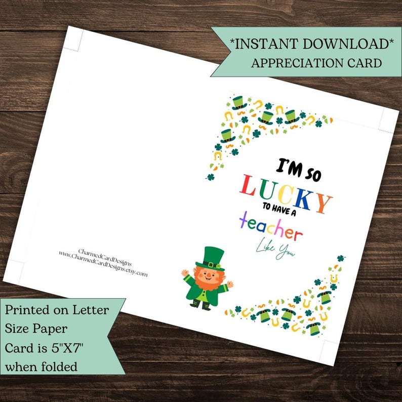 Printable Teacher Appreciation Card | Lucky to Have You Card | Teacher ...