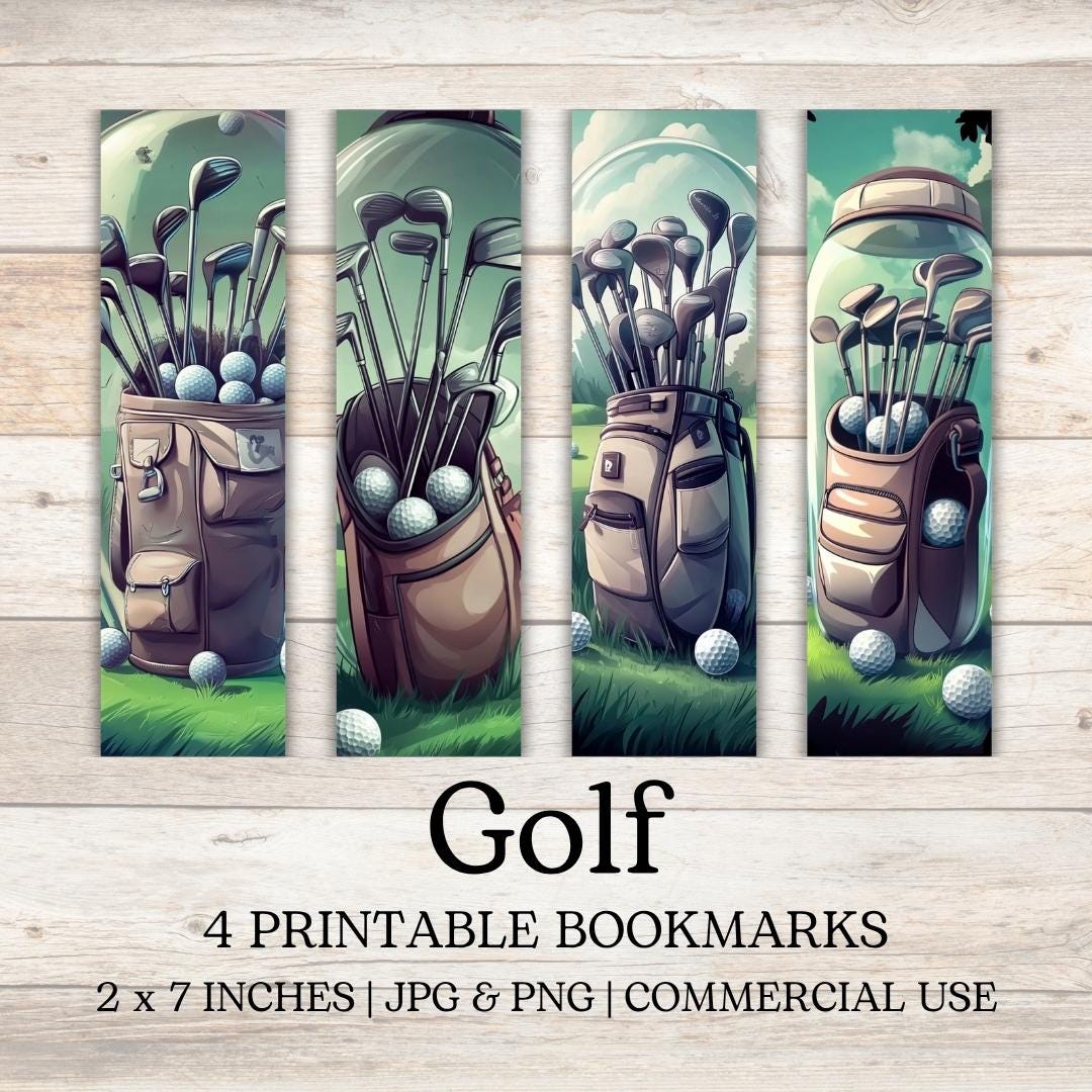Golf Bag Bookmark Set | Golf Lover Gift | Golf Clubs and Balls ...