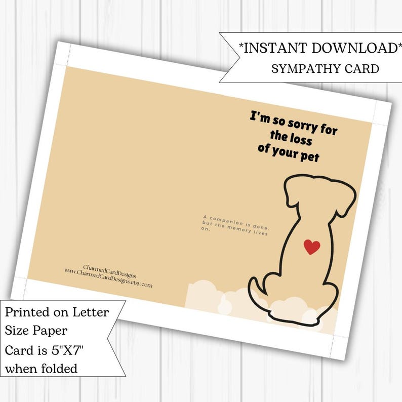 Dog Memorial Card | Printable Pet Memorial Card | Sorry for Your Loss ...