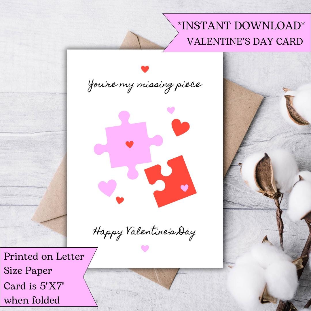 Missing Piece Valentines Day Card | Printable Valentine's Day Card ...