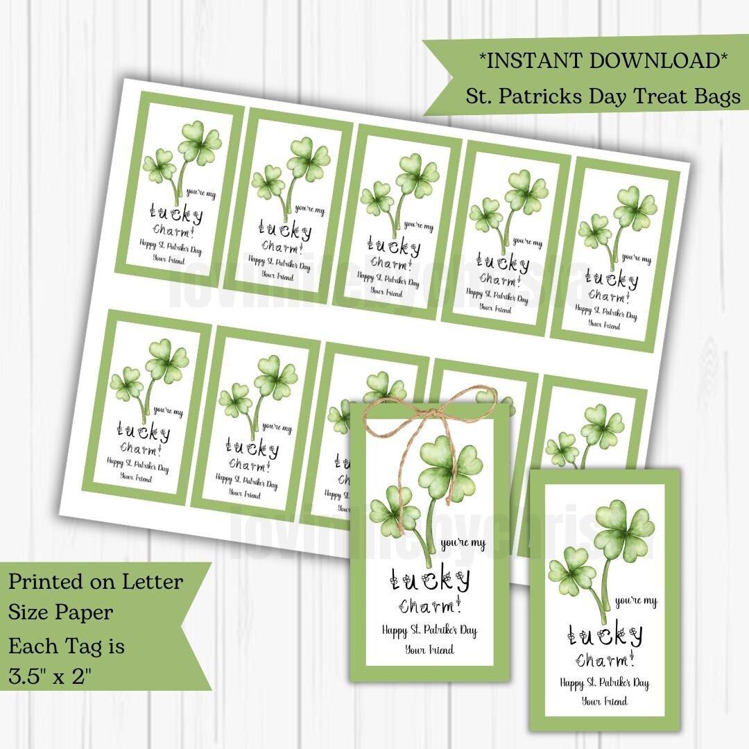 St. Patrick’s Day Lucky Charm Gift Tag|shamrock Favor Tag|irish Holiday ...