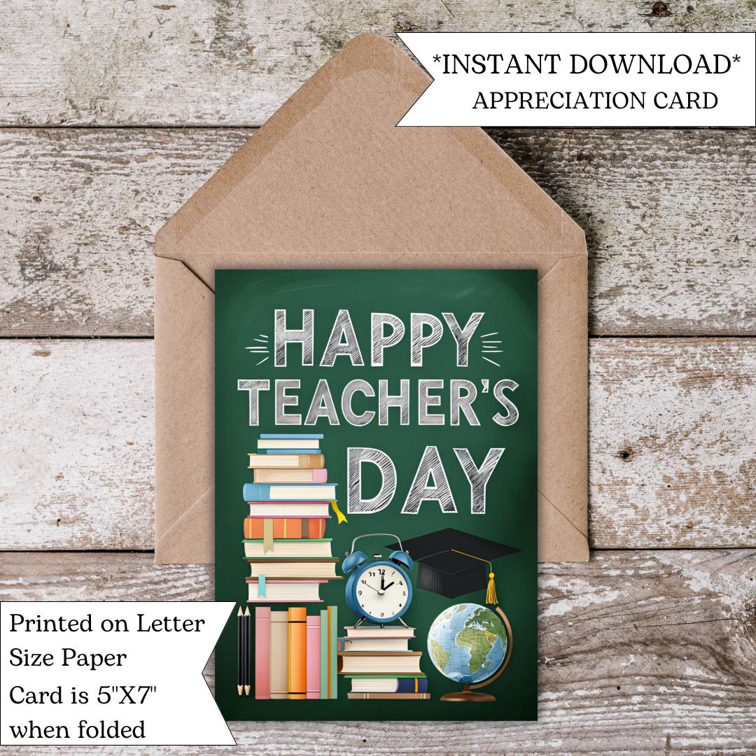 Teacher Appreciation Card Printable | Happy Teacher's Day Digital Card ...