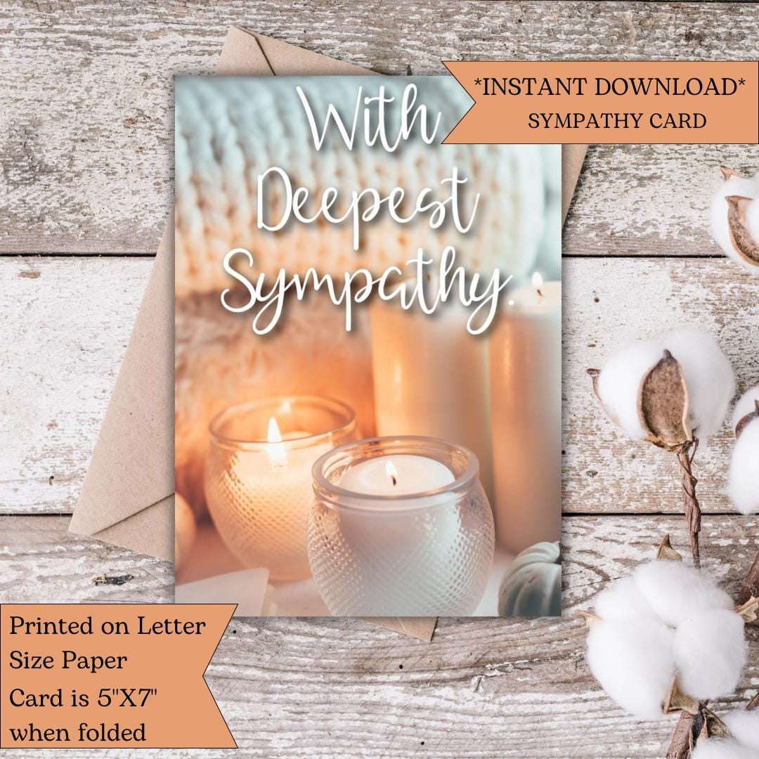 Printable Sympathy Card for Loss|sorry for Your Loss Card|candlelight ...