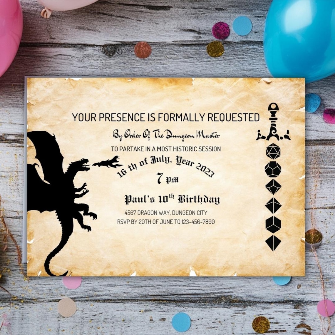 Editable Dungeons and Dragons Birthday Invitation | Printable Dnd ...