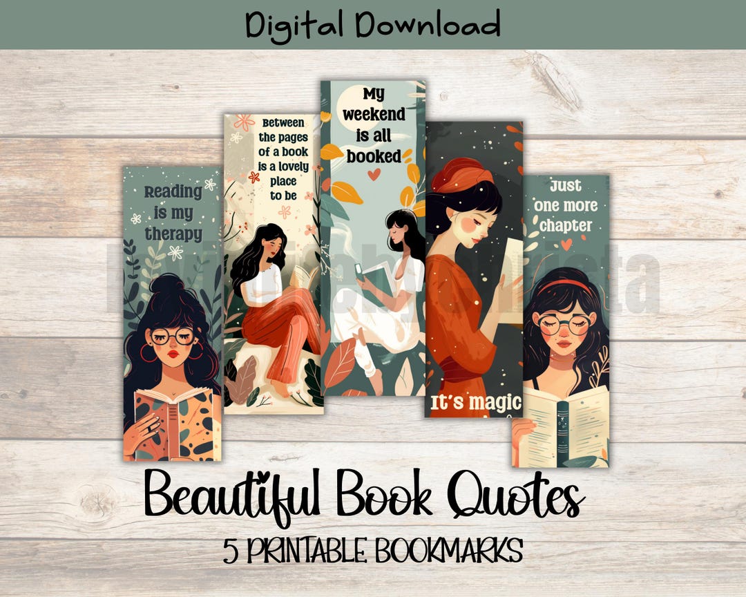 Printable Book Quotes Bookmarksdigital Download JPG Bookmark Sheetskids ...