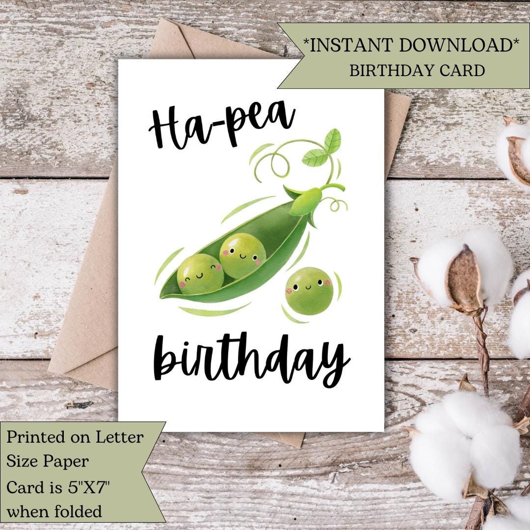 Ha-pea Birthday Card Printable | Unique & Fun Greeting Card | Funny Pun ...