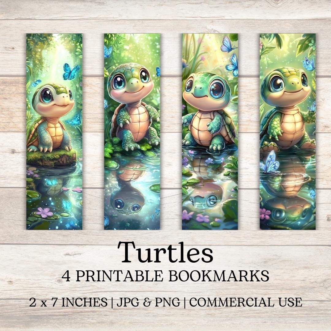 Cute Turtle Bookmarks for Kids | Whimsical Forest Animal Bookmarks ...