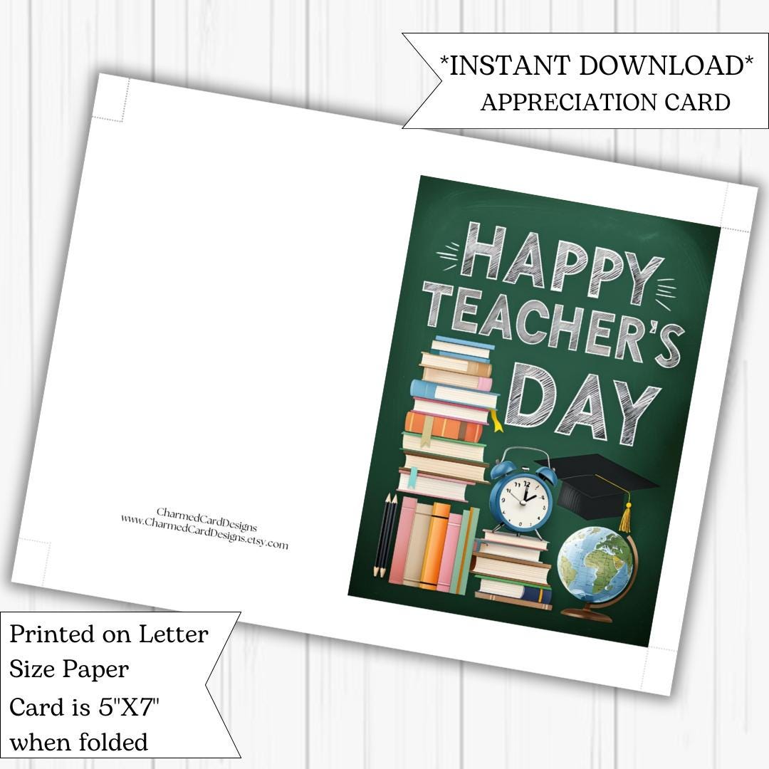 Teacher Appreciation Card Printable | Happy Teacher's Day Digital Card ...