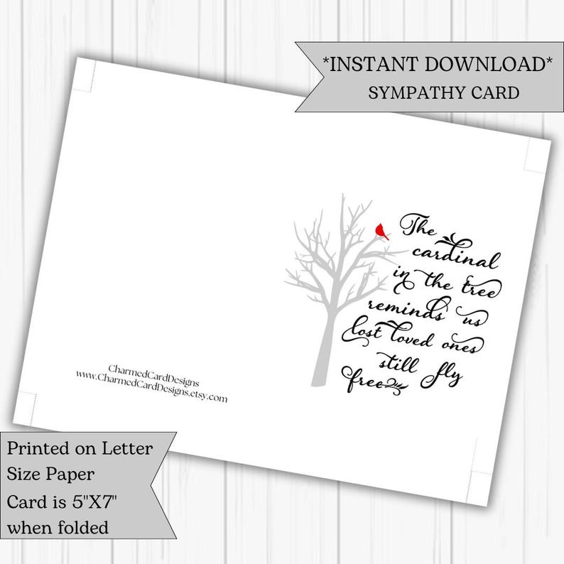 Cardinal Sympathy Card | Memorial Remembrance Card | Loss of Loved One ...