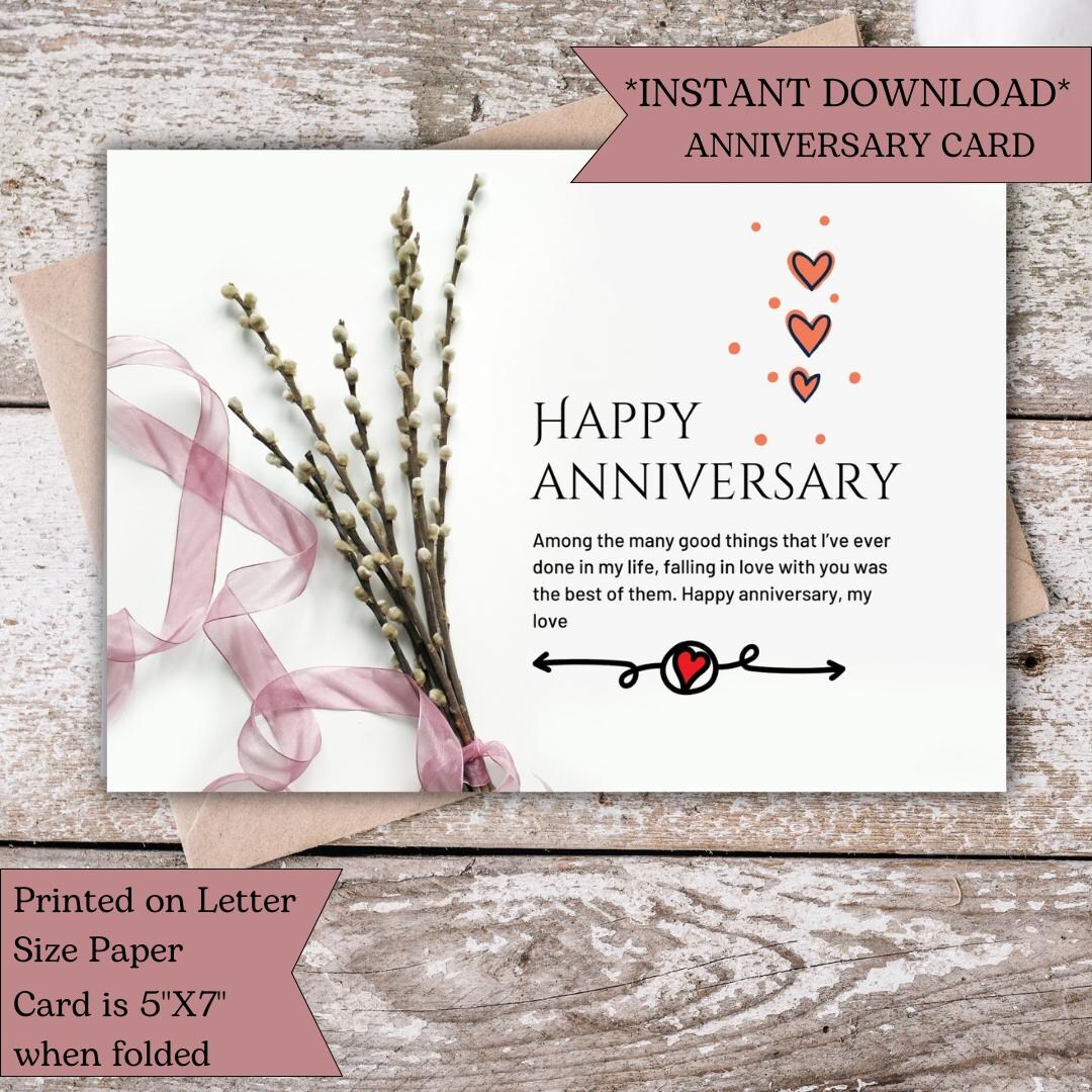 Romantic Happy Anniversary Card | Romantic Card for Spouse or Partner ...